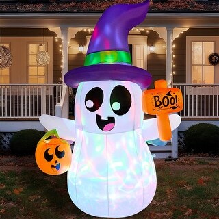5 FT Halloween Decorations Inflatables Ghost with Rotating Colorful LED ...