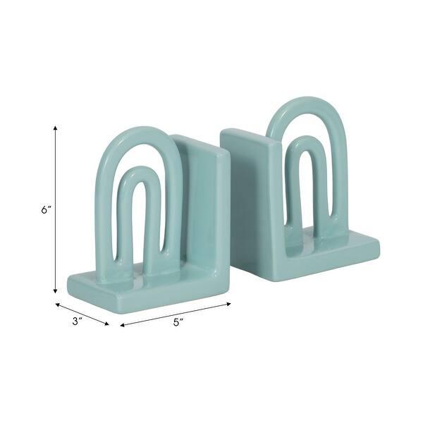 Sagebrook Home Arch Bookends Contemporary Ceramic Rainbow Arched ...