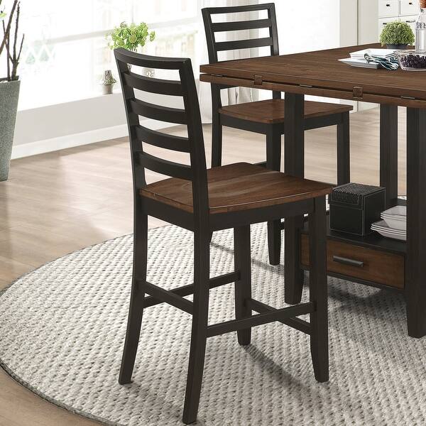 Classic Ladder Back Design Solid Wood Counter Height Dining Stools (Set ...