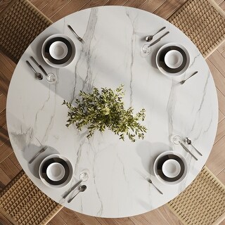 Snowy White Stone Tabletop For Round Dining Table - Bed Bath & Beyond ...