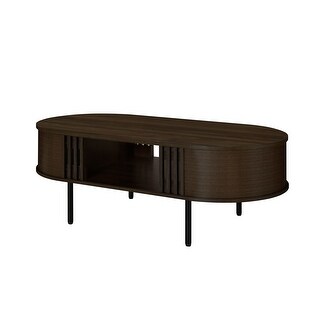 Brandon Cocktail Coffee Table with Inner Shelf, Oval Walnut Brown Wood ...