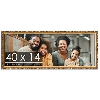 40x14 Traditional Gold Complete Wood Panoramic Frame with UV Acrylic ...