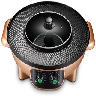 Induction Hot Pot Cooker, 2200W 2 in 1 Stainless Steel BBQ & Hot Pot ...