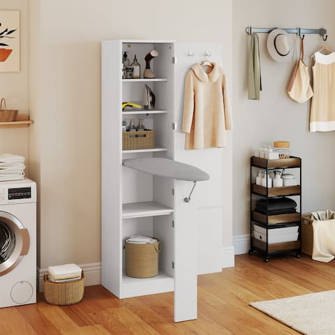 Household Essentials In-Wall Recessed Ironing Board Cabinet with ...