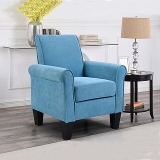 GEITIN Comfy Linen Accent Armchair with Wood Legs - Bed Bath & Beyond ...