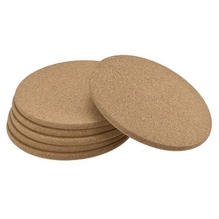 190mm Round Coasters 10mm Thick Cork Cup Mat Pad Round Edge 6pcs - Wood ...