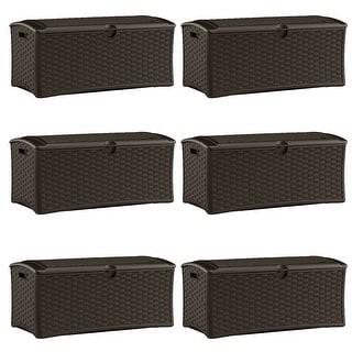 Suncast 72 Gallon Resin Wicker Outdoor Patio Storage Deck Box, Brown (6 ...