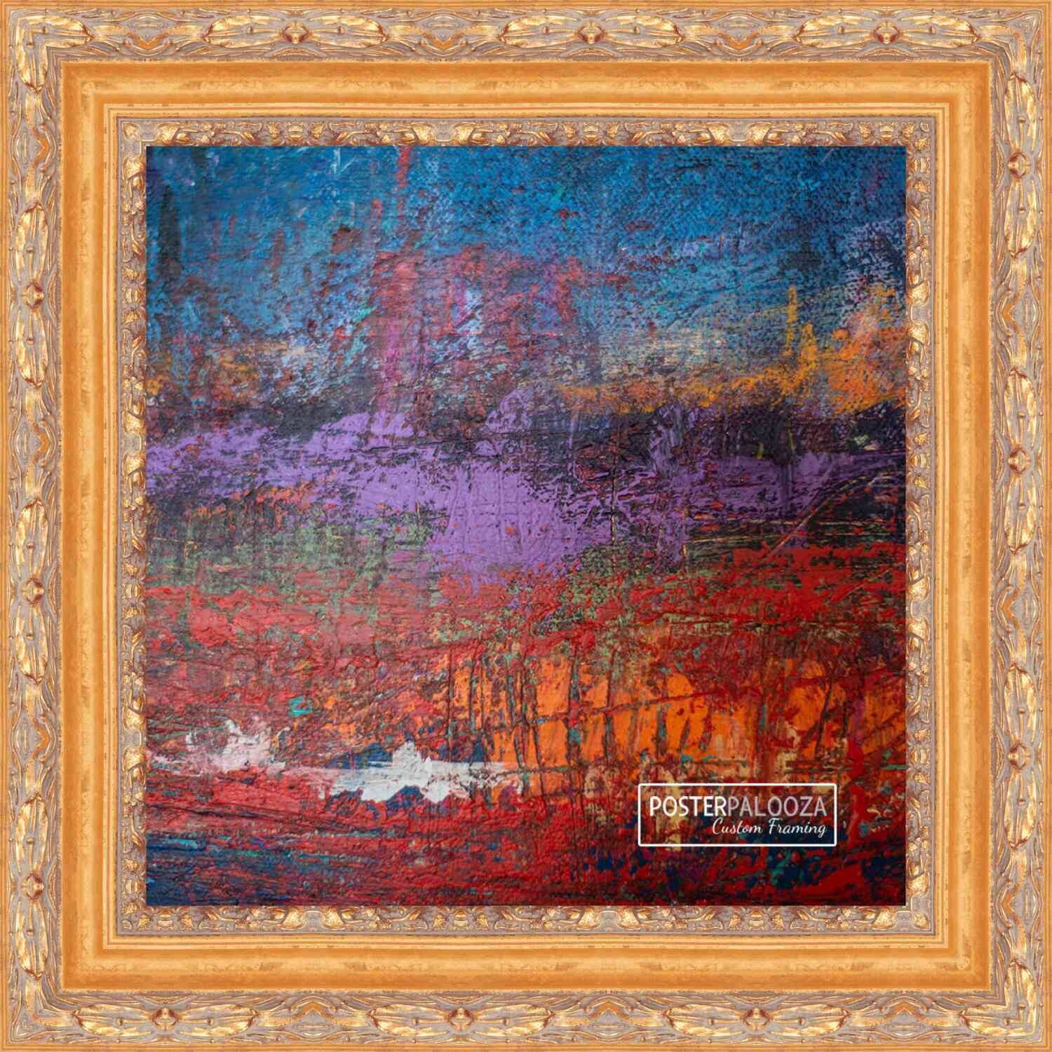 27x27 Ornate Gold Complete Wood Square Picture Frame with UV Acrylic ...