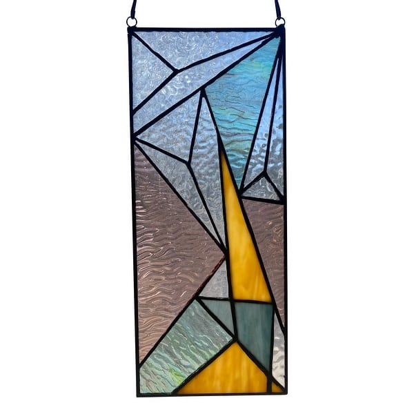 Art Deco Triangles River of Goods Colored Stained Glass Window Panel ...