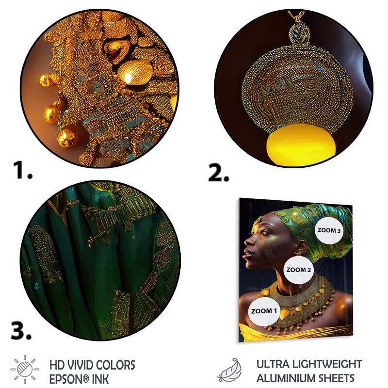 Designart 'Emerald Queen African Woman Under Moon IV' African American ...