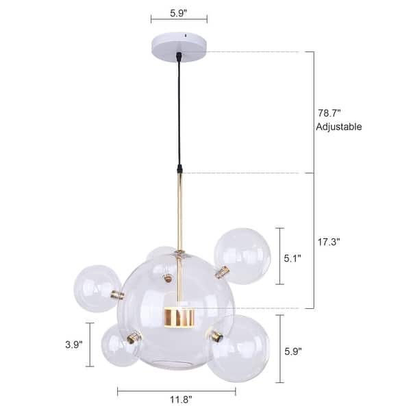Modern 1-Light LED Soap Bubble Glass Chandelier, Cluster Kitchen Island ...