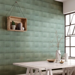 Merola Tile Matter Green 6" x 6" Porcelain Floor and Wall Tile - Bed ...