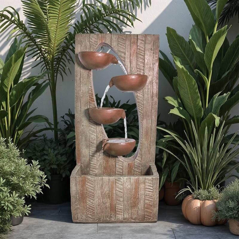 Vbal Five-Tier Cascading Basin Fountain Weather Resistant with LED ...