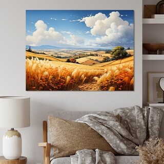 Designart "Wheatfield On A Summers Day Rural Farmland I" Meadow Canvas ...