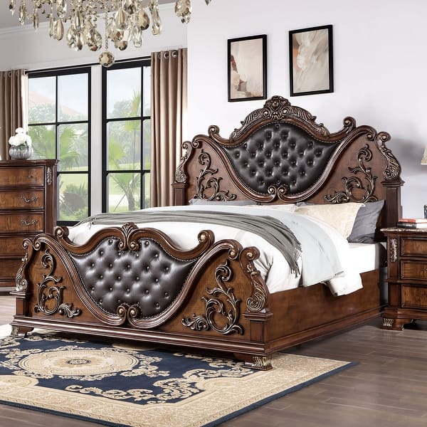 leather tufted bed