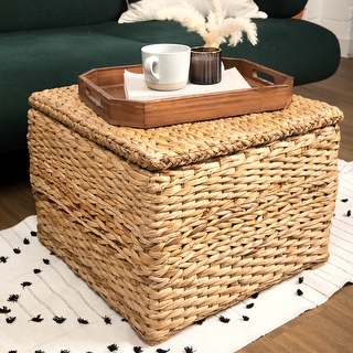 Square Wicker Storage Ottoman Rattan Coffee Table - Bed Bath & Beyond ...