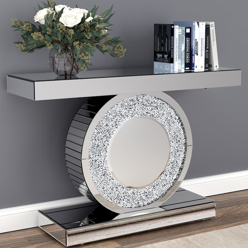 Glamorous Contemporary Mirrored Accent Console Table with LED Lighting ...