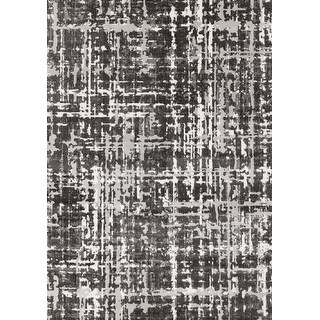 Washable Collection - White/Grey Abstract Soft Area Rug - Bed Bath ...