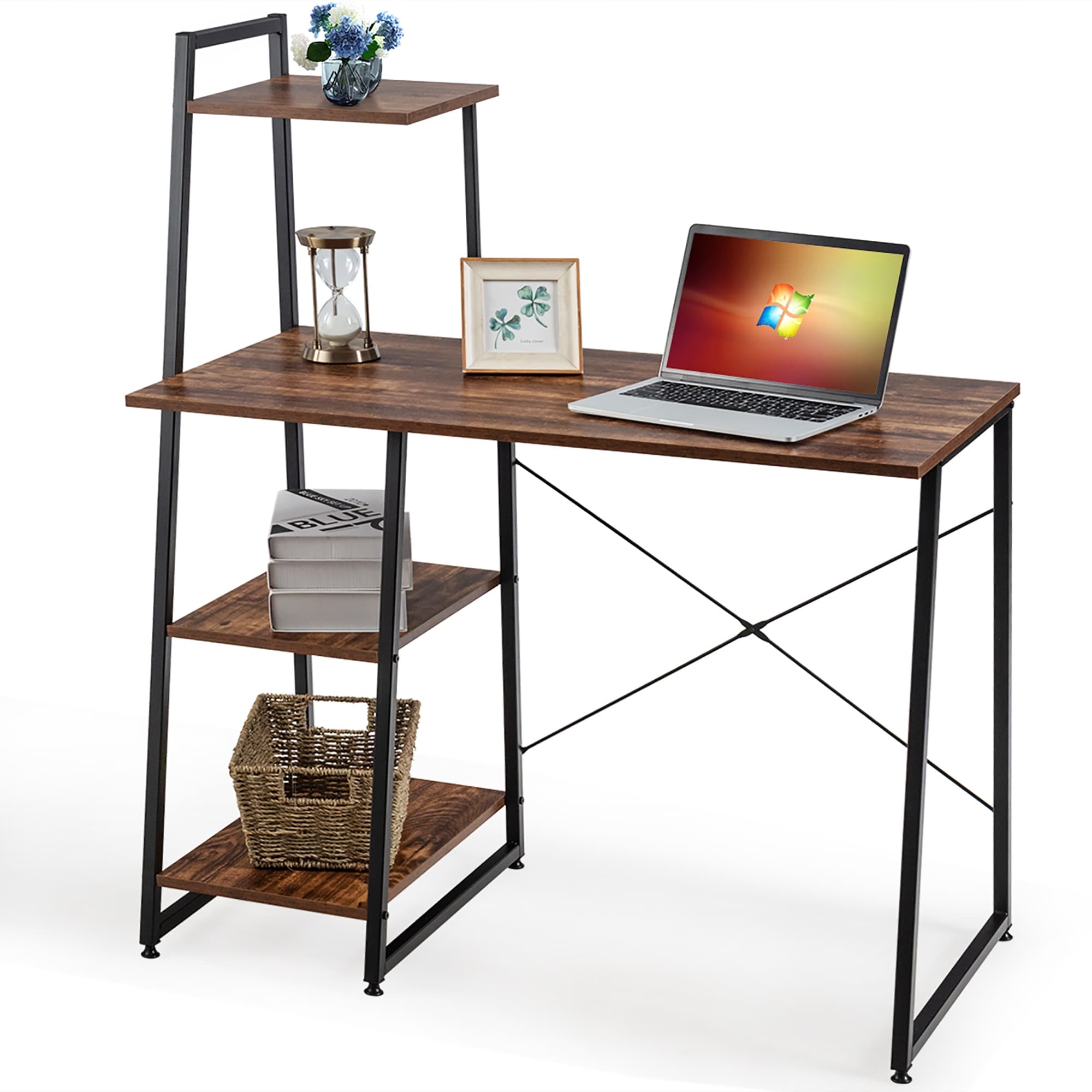 Costway 55''L-Shaped Desk Corner Computer Desk Writing Workstation ...