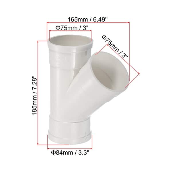 Wye Pipe Fitting, Y-Shape Splitter Duct Hose Connector for Drain Tubes ...