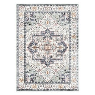 Gertmenian Crystal Print Zeno Blue Traditional Medallion Area Rug - 5 ...