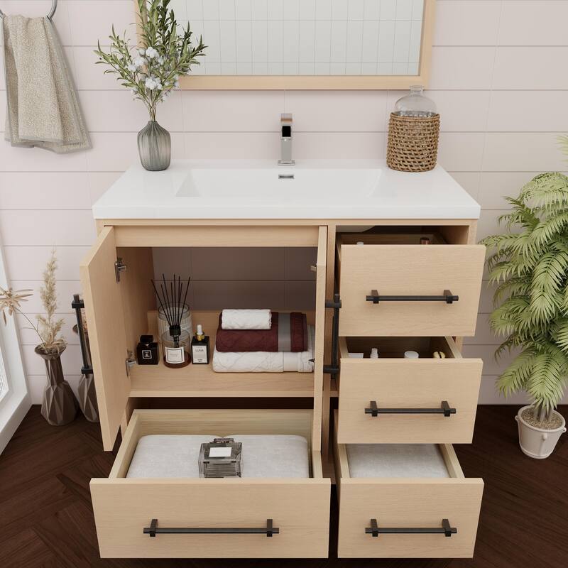 Victoria 36'' R Drawer Freestanding Vanity with Reinforced Acrylic Sink ...