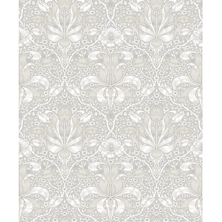 Spring Thicket Dove Tulip Damask Wallpaper - Bed Bath & Beyond - 42760456