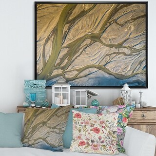 Designart "Aerial Drone View Of A Meandering Riverbed" Traditional ...