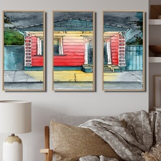 Designart "Small Red Clapboard House Lit By Lighted Lanterns" Bohemian ...