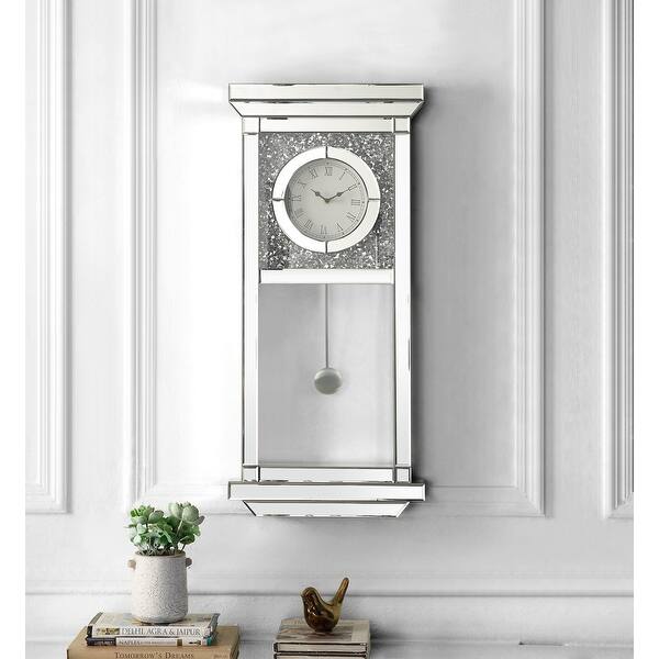Mirrored Wall Clock w/ Pendulum Roman Numeral Clock Grandfather Clock ...