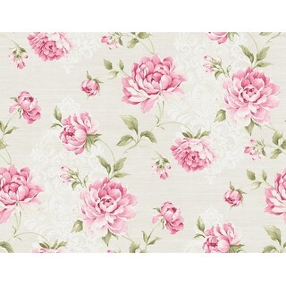 Seabrook Designs Linford Peony Damask Overlay Unpasted Wallpaper - Bed ...