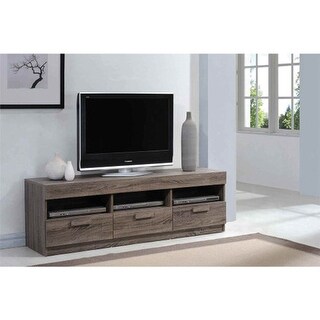 59 inch TV Stand in Rustic Oak farmhouse wood TV storage with 3 Drw and ...