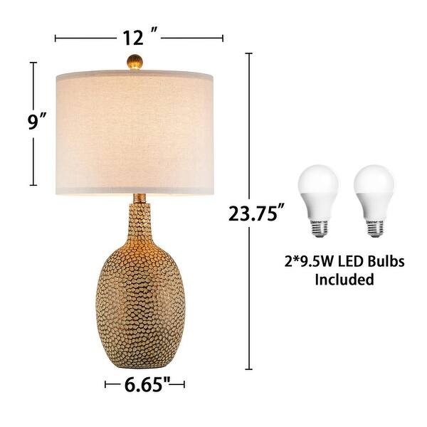 KAWOTI 23.75" Hammered Standard Table Lamp Set with Bulbs (set of 2 ...