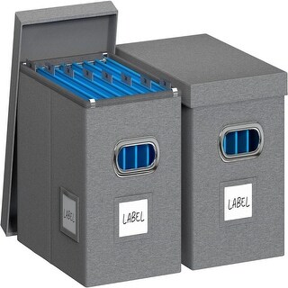 Hanging File Box with Lid(14x9.3x10.9 inch) (Gray) - Bed Bath & Beyond ...