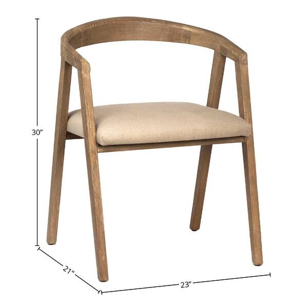 Piper Natural Oak Curved Back Dining Arm Chair with Upholstered Ivory ...