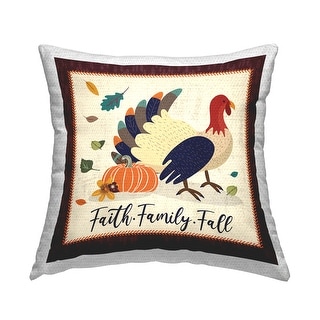 Stupell Faith Family Fall Autumn Turkey Printed Outdoor Throw Pillow ...