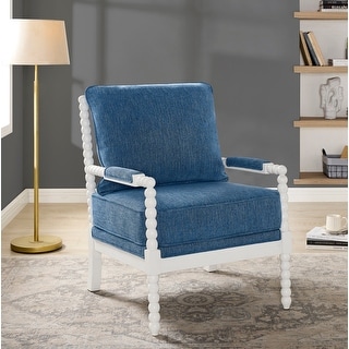 Roundhill Furniture Belvoir Upholstered Spool Accent Chair with Turned ...