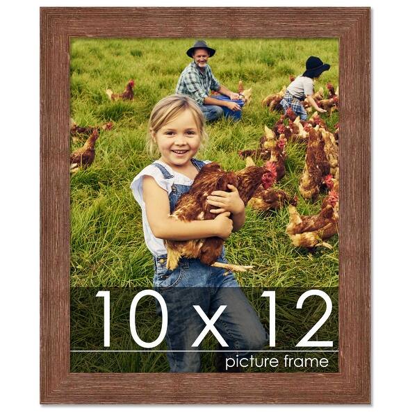 10x12 Frame Brown Barnwood Picture Frame with UV Acrylic Glass, Foam ...