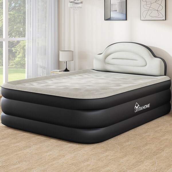Inflatable queen mattress with built in pump store