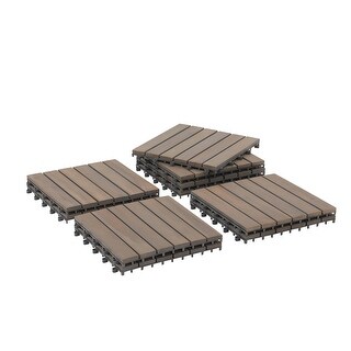 Patio Wood 6-slat Deck Tiles (Box of 10) - Bed Bath & Beyond - 33682958