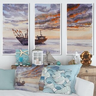 Designart "Wooden Fishing Boat On The Baltic Shore" Nautical & Coastal ...