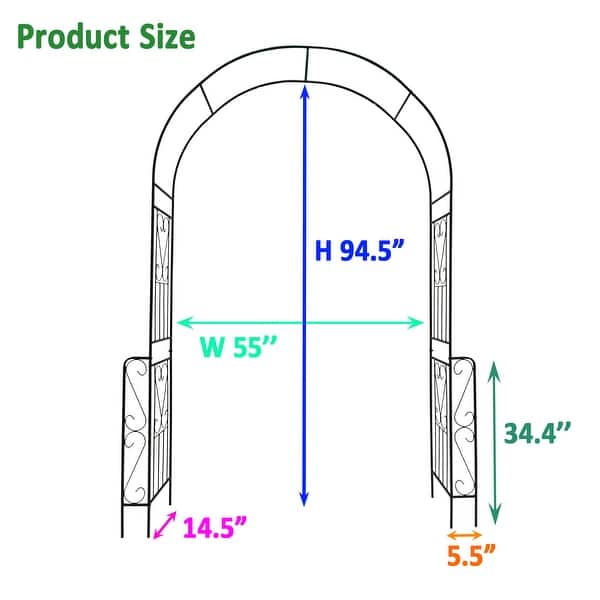 Metal Garden Arch Garden Arbor Trellis Climbing Plants Support Rose ...