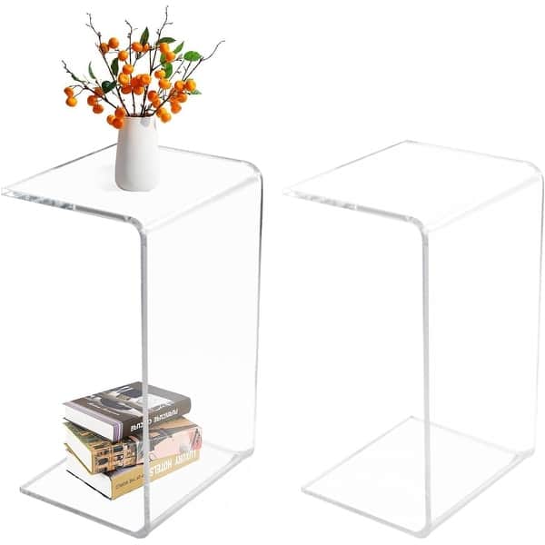 Clear Acrylic End Table Set of 2, 24"x14"x12", C-Shape Modern Side ...