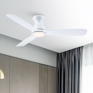 Royal Gust Modern 52" White Flush Mount Warm White LED Ceiling Fan ...
