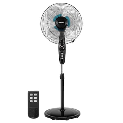 18-Inch Adjustable Height Pedestal Fan, 3-Speed Digital Control, Double ...