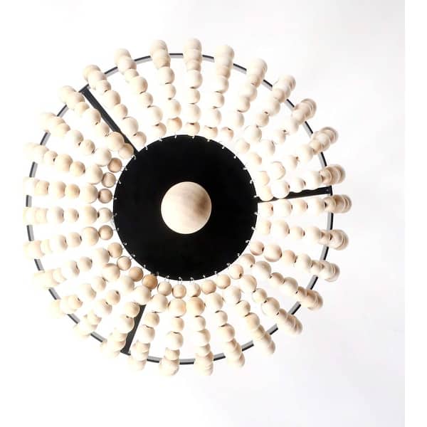 Modern Black Metal Wood Beads Hallway Ceiling Light Fixture - Bed Bath ...