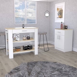 Harlem 2 Piece Kitchen Set, Delos 40 Kitchen Island + Barbados Pantry ...