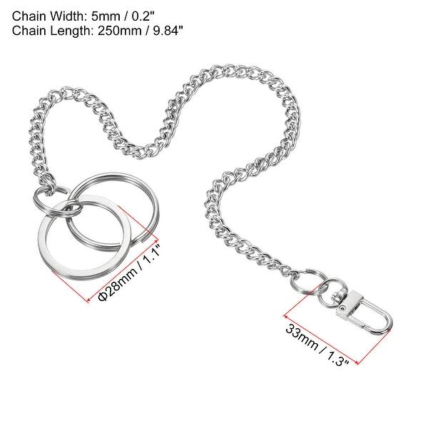 10" 304 Stainless Steel Keychain with Keyrings Hook Clasp Belt Loop ...
