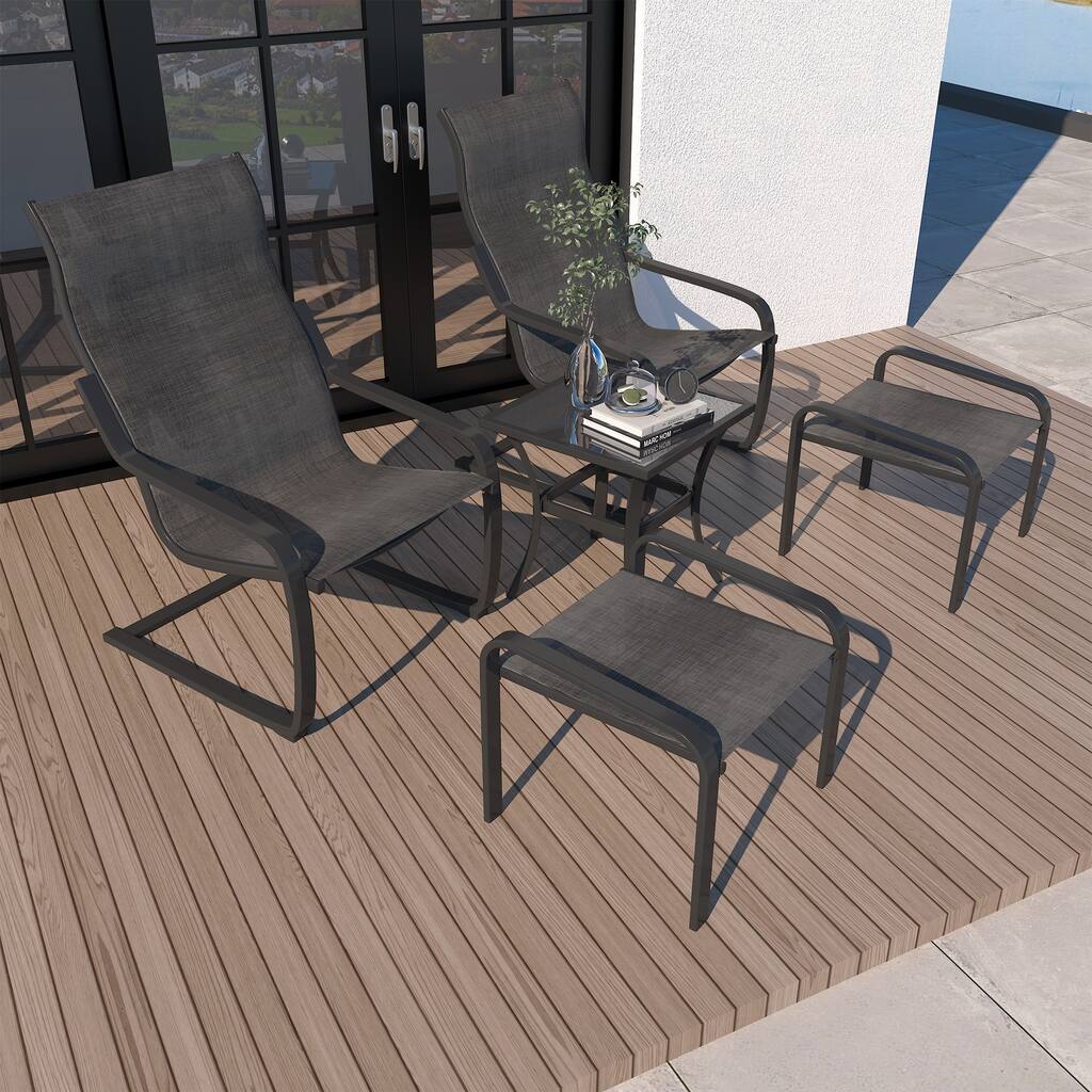 5 Pieces Metal Patio Conversation Set - Overstock - 37284369
