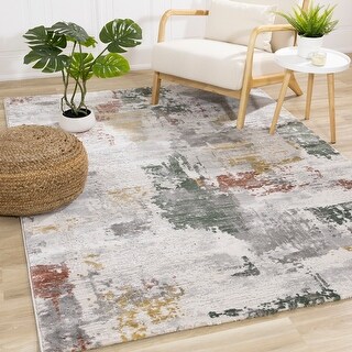 Alpine Rug Co. London Grey Yellow Green Abstract Area Rug - Bed Bath ...